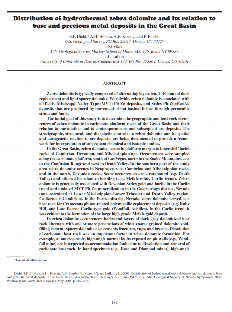 Distribution of hydrothermal zebra dolomite and its relation to base ...
