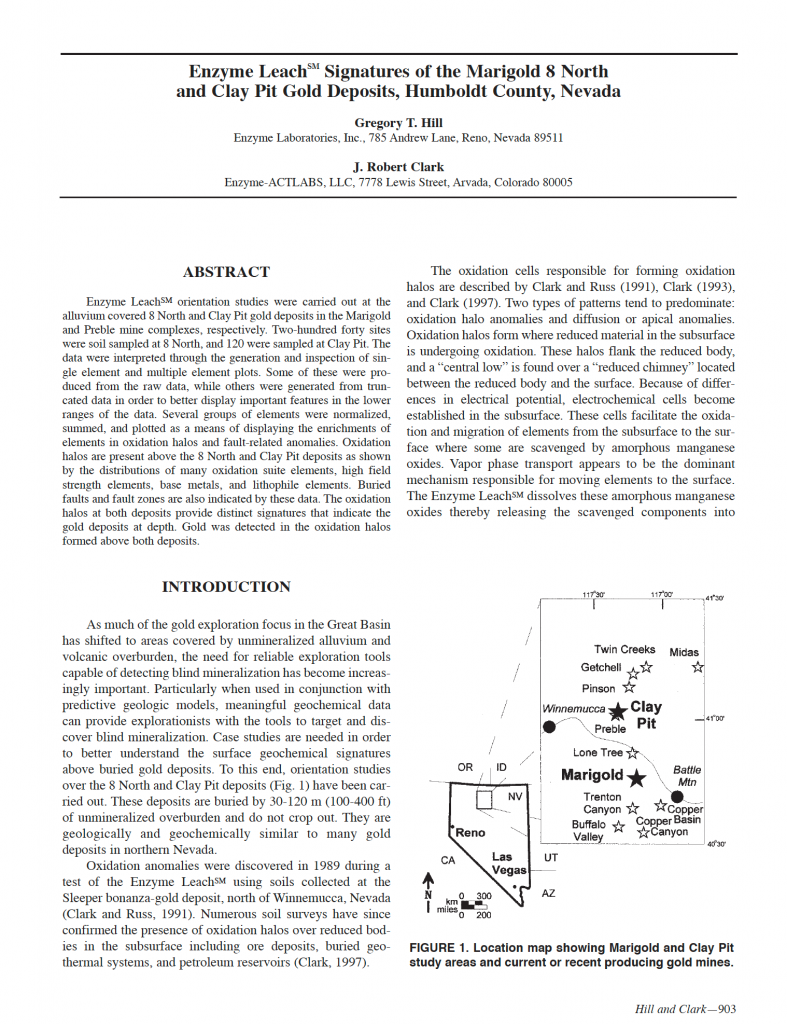 Enzyme LeachSM Signatures of the Marigold 8 North and Clay Pit Gold ...