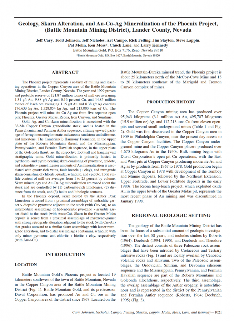 Geology, Skarn Alteration, and Au-Cu-Ag Mineralization of the Phoenix ...