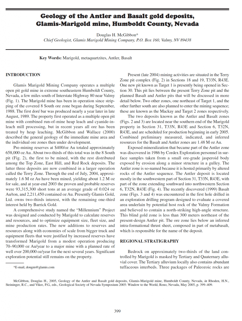 Geology of the Antler and Basalt gold deposits, Glamis-Marigold mine ...