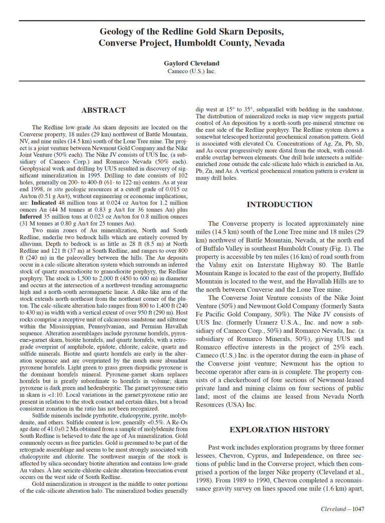 Converse – Geological Society of Nevada