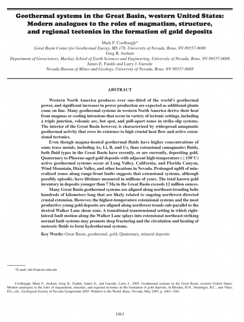 Geothermal systems in the Great Basin, western United States: Modern ...