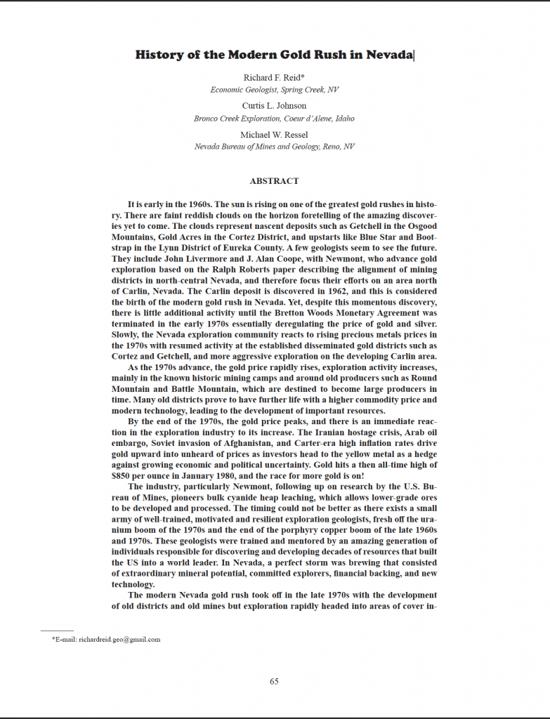 History of the Modern Gold Rush in Nevada – Geological Society of Nevada