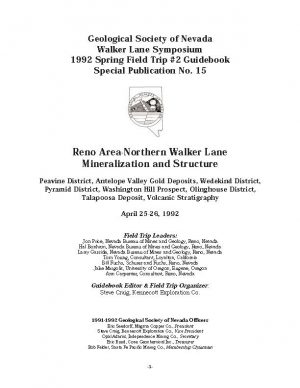 Reno Area – N Walker Lane Mineralization & Structure. Peavine, Wedekind ...