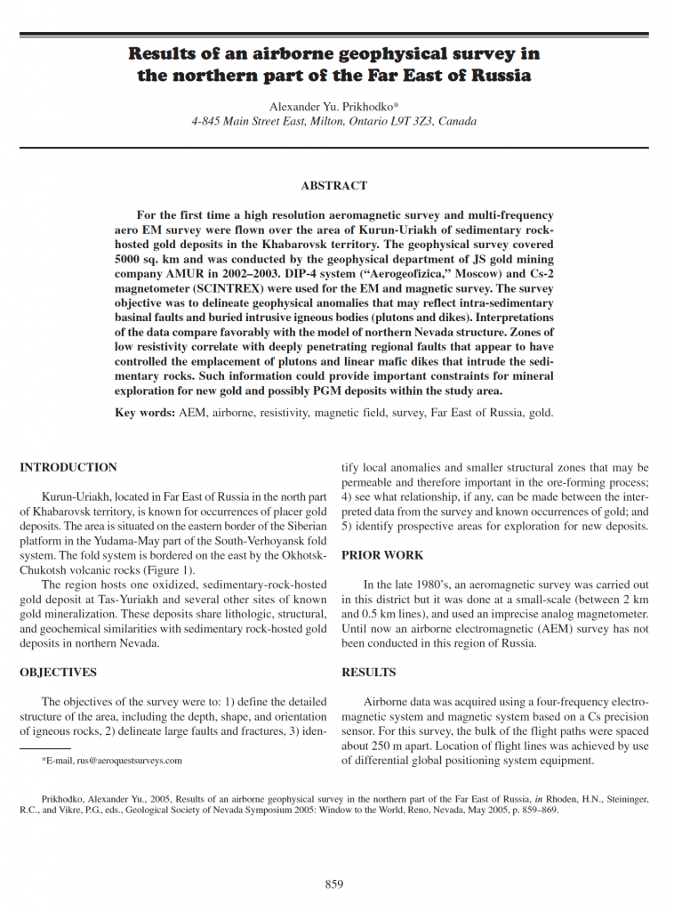 Results of an airborne geophysical survey in the northern part of the ...