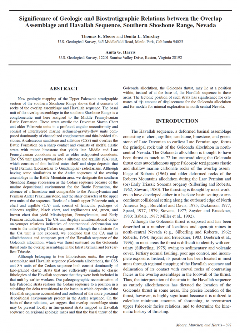 Significance of Geologic and Biostratigraphic Relations Between the ...