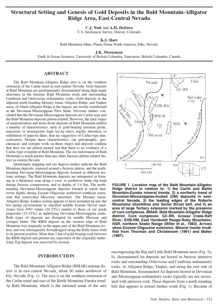 Structural Setting and Genesis of Gold Deposits in the Bald Mountain ...