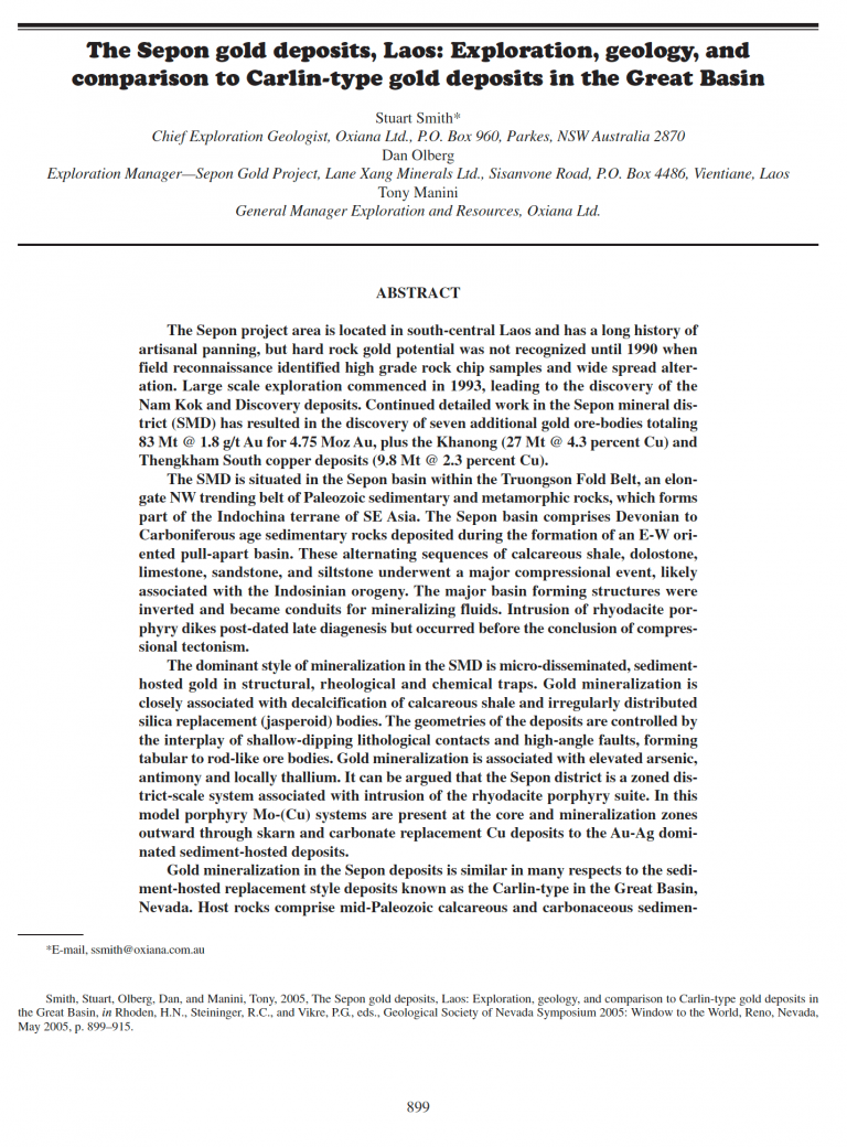 The Sepon gold deposits, Laos: Exploration, geology and comparison to ...